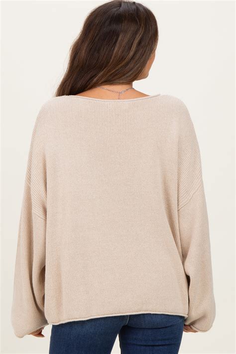 Oatmeal Oversized Boatneck Maternity Sweater Pinkblush