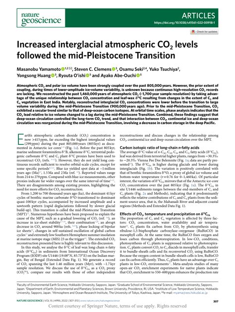 Increased Interglacial Atmospheric Co2 Levels Followed The Mid