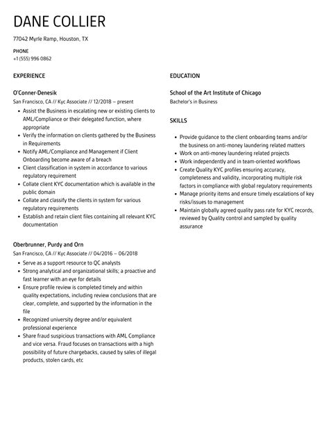 Kyc Associate Resume Samples Velvet Jobs