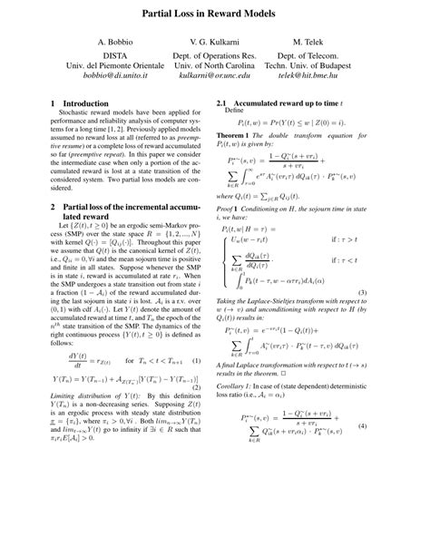 Pdf Partial Loss In Reward Models