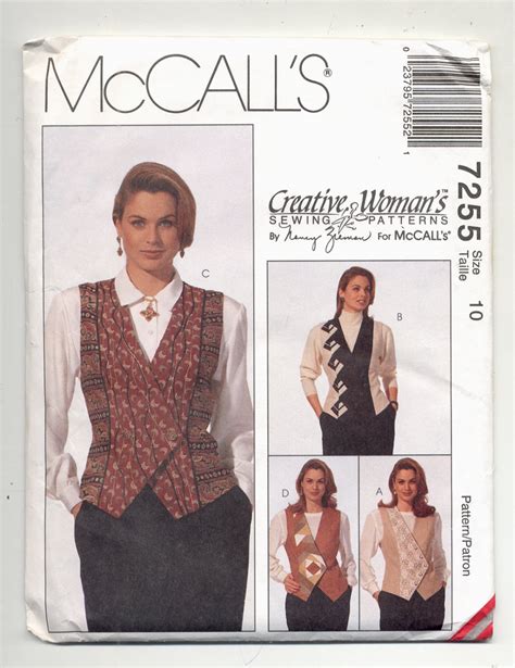 Mccalls Nancy Zieman Pattern 7255 Misses Lined Vests Size 10 Uncut