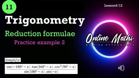 Grade 11 Trigonometry Lesson4 Reduction Formula Practice Examples 2