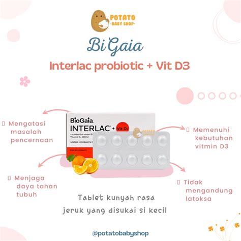 Jual Interlac Probioctic Tablet Kunyah Vit D3 Probiotik Biogaia