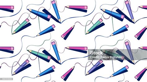 Pola Mulus Kartun Pensil Menggambar Coretan Atau Garis Ilustrasi Stok Unduh Gambar Sekarang