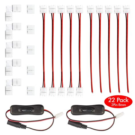 Buy 22 Pcs 3528 2835 8mm 2 Pin Led Strip Light Connector Kit With Jumper Connector Led Strip