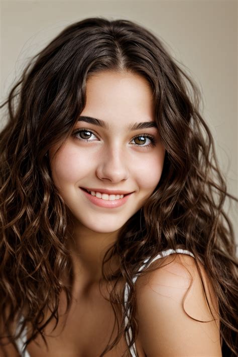 Pretty Girl With Brown Curly Hair And Hazel Eyes