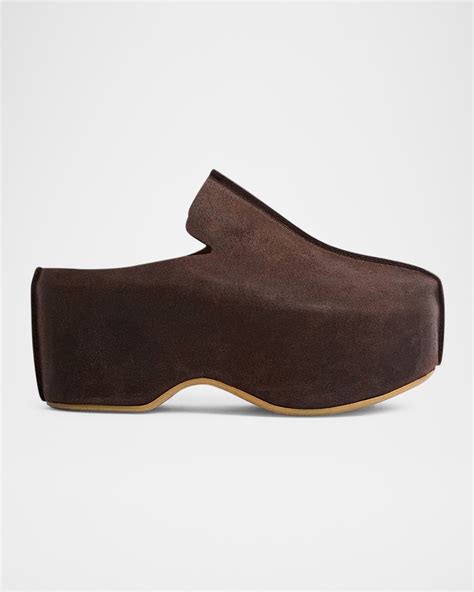 Jw Anderson Suede Platform Clogs Neiman Marcus