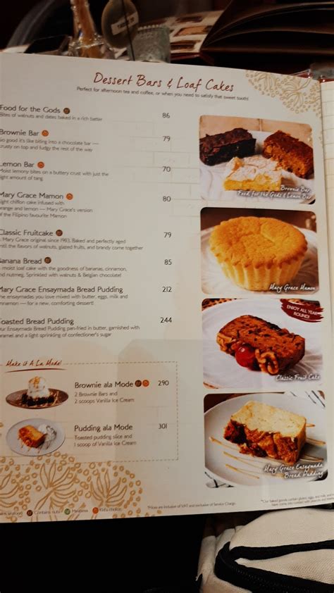 Mary Grace Menu Updated 2026