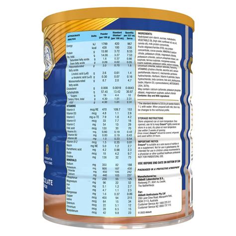 Ensure Nutrient Label Ensure Ensure Protein Max 30 G Nutrition Shake