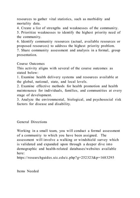 Community Assessment And Analysis Windshield Survey”purposean Docx