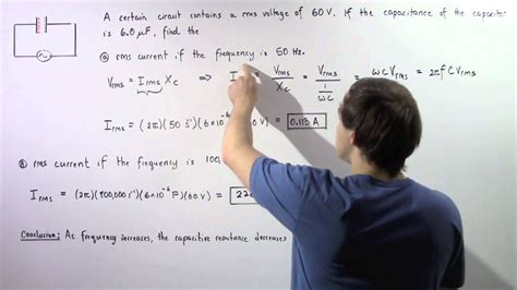 Capacitive Reactance Example Youtube