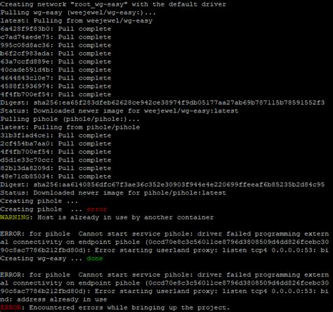 Error Running Wireguard Easy With Pi Hole · Issue 386 · Wg Easywg Easy · Github
