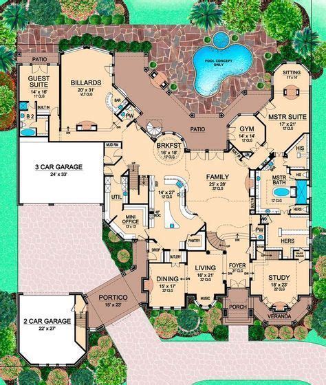 House Plan 5445 00143 Luxury Plan 12 268 Square Feet 5 Bedrooms 7 5