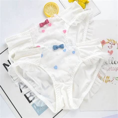 Mesh Lace Ruffle Cute Women Panties Low Waist Milk Silk Soft Lady
