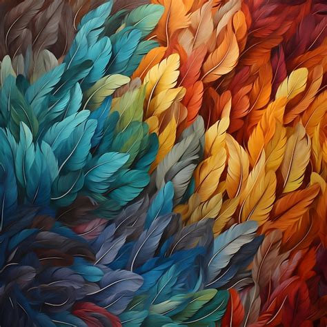 Wallpaper Classic Feather Pattern Colorful Painting Vector Premium Ai