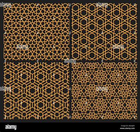Mashrabiya Arabesque Arabic Patterns Set Seamless Islamic Backgrounds Vector Mosque Ornament