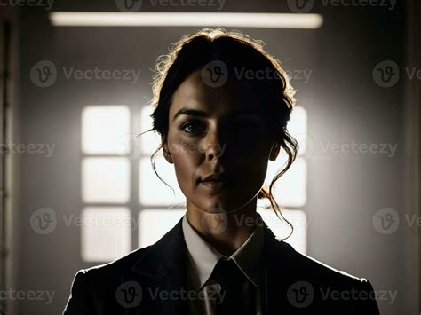 Photo Of Serious Detective Woman In Crime Scene Generative Ai 28111088