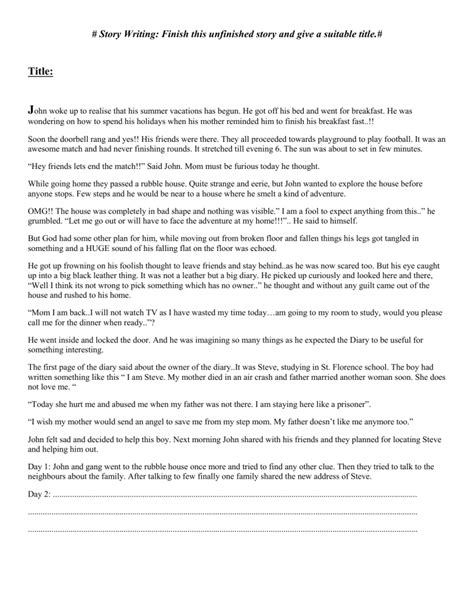 Story Writing Assignment