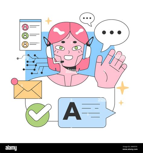 Virtual Assistant Dynamics Robotic Woman With Headset Efficiently