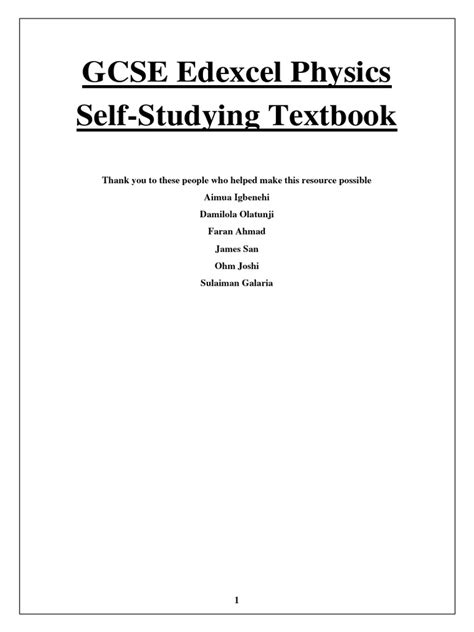 Gcse Edexcel Physics Self Studying Textbook Download Free Pdf Force