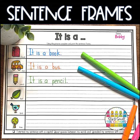 Kindergarten And 1st Grade Sentence Starters Writing Prompts And Frames