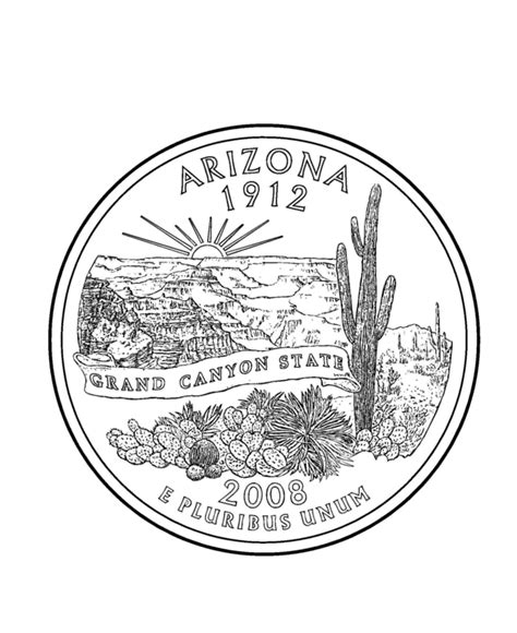 Usa Printables Arizona State Quarter Us States Coloring Pages