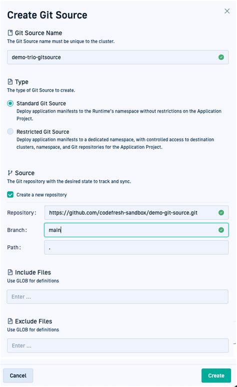 Quick Start Creating A Git Source · Codefresh Docs