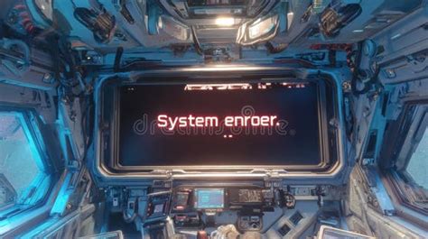 System Error Displayed Inside A Futuristic Head Monitor With Blank Area In A High Tech Space