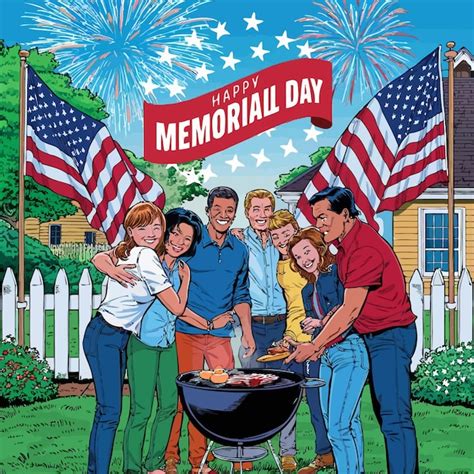 Premium Vector Happy Memorial Day Bbq Party Poster