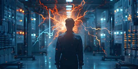 Man With Electric Powers Inside A Power Substation Concept Superpowers