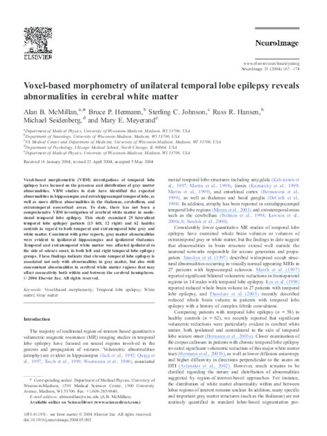 Pdf Voxel Based Morphometry Of Unilateral Temporal Lobe Epilepsy