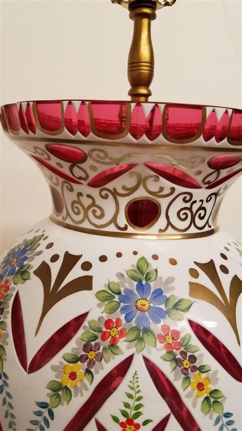 Large Bohemian Ruby Cut Glass Lamp For Sale At 1stdibs