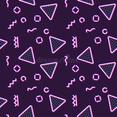 Neon Seamless Pattern With Memphis And 80s Style Stock Vector