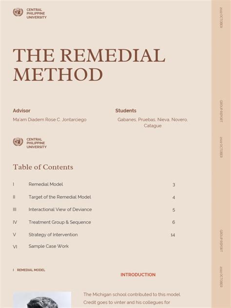 The Remedial Method A Group Report On The Targets Treatment Process
