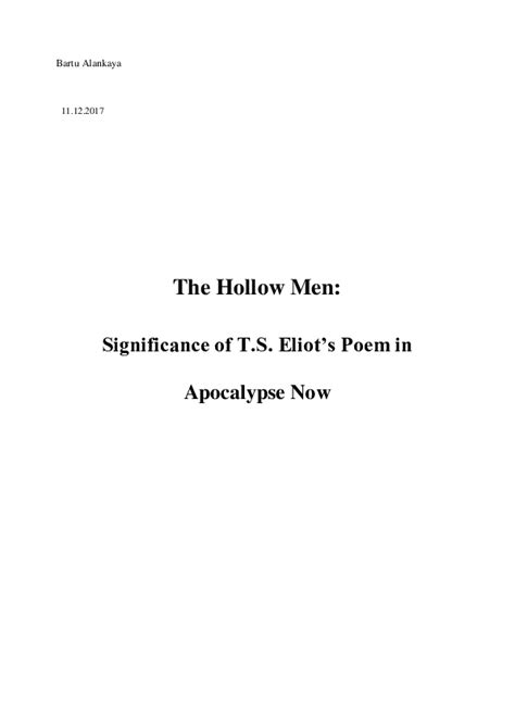 Doc The Hollow Men Significance Of Ts Eliots Poem In Apocalypse Now