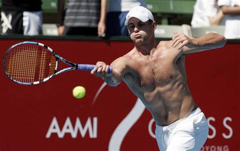 Download Tennis Icon Andy Roddick Shirtless Showing Fitness Level
