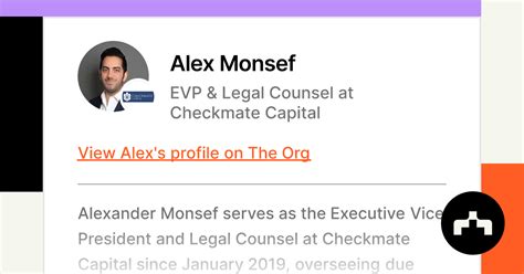 Alex Monsef Evp And Legal Counsel At Checkmate Capital The Org