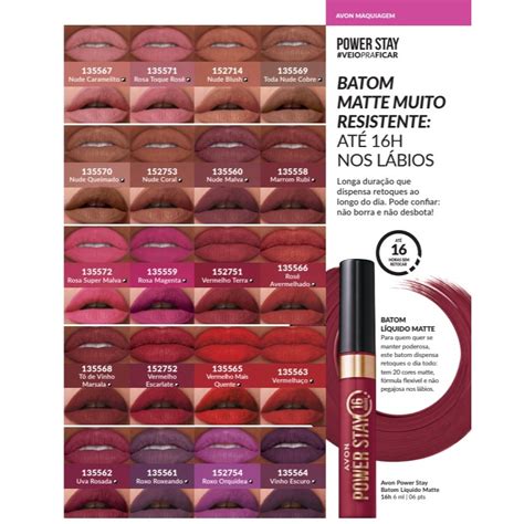 Batom Liquido Power Stay Avon 16 Horas Longa Shopee Brasil