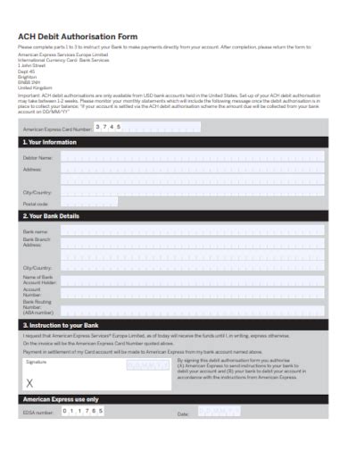 Free 17 Ach Form Samples In Pdf