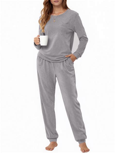Uvn Womens Velvet Pajamas Sets Winter 2 Piece Outfits Ladies Fleece