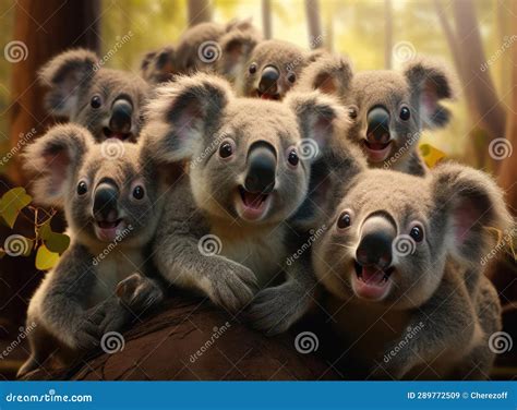A Group Of Koalas Stock Image Image Of Graphic Wildlife 289772509