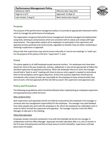 Performance Management Policy Pdf Performance Appraisal Employment