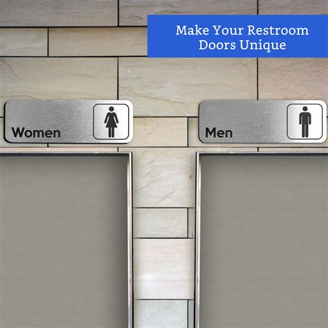 Brushed Aluminum Restroom Signs Set Of 2 Men And Women Modern