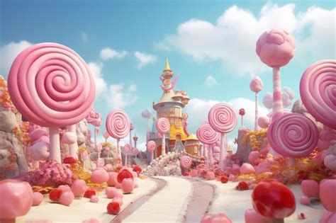 Candyland Lollipop Trees Candy Canes Jelly Beans Cotton Candy Clouds Extremely Rich Sweet Candy