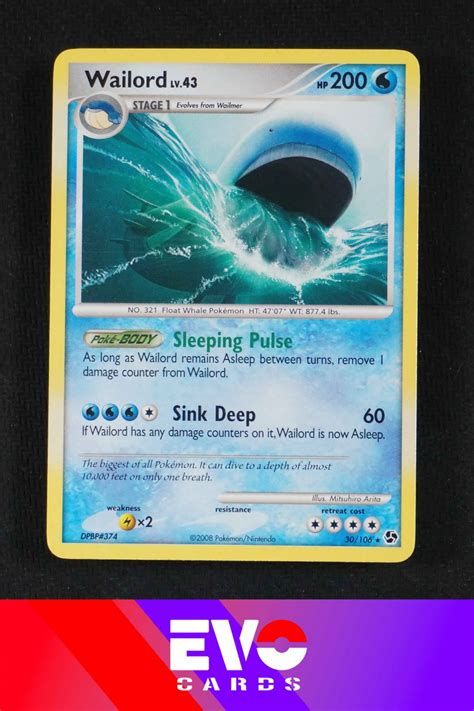 Wailord Pokemon Card Wailord 30106 Dp Great Encounters Reverse Holo