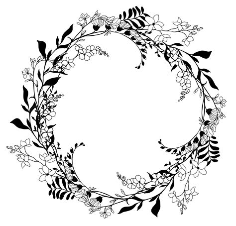 Premium Vector Tiny Floral Wreath Line Art Hand Drawn Vector Art