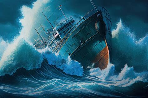 Premium Ai Image Closeup Of Waves Crashing Against The Sides Of A