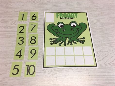 Froggy Ten Frame Mat Laminated Activity Set Teaching Supplies