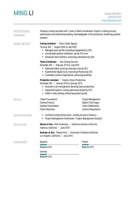 Casting Assistant Resume Examples And Templates