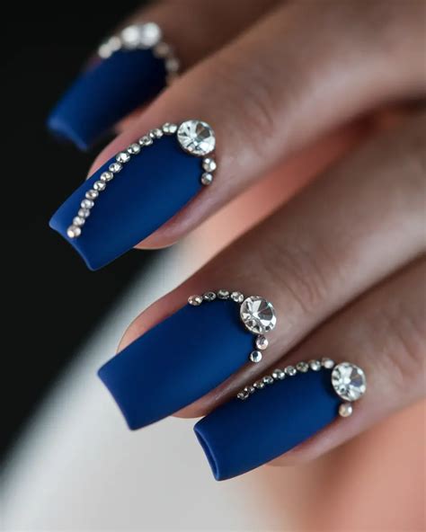 Navy Blue Fall 2025 Nail Ideas And Designs Almond Acrylic